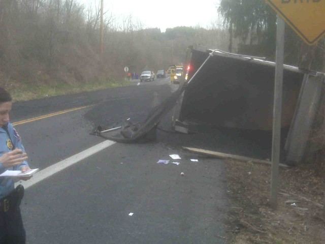 Overturned Asphalt Truck Closes Route 97 - Lisbon Volunteer Fire Company